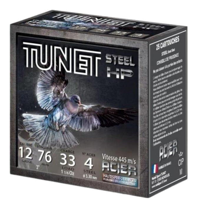 Cartouches de chasse Tunet Pigeon Steel HP Acier Cal. 12/76 - ChasseTir.com